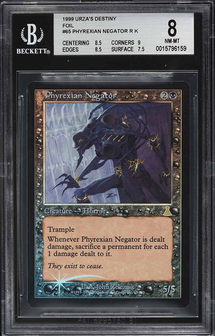 1999 Magic The Gathering MTG Urza's Destiny Foil Phyrexian Negator R K BGS 8 on Fanatics Collect
