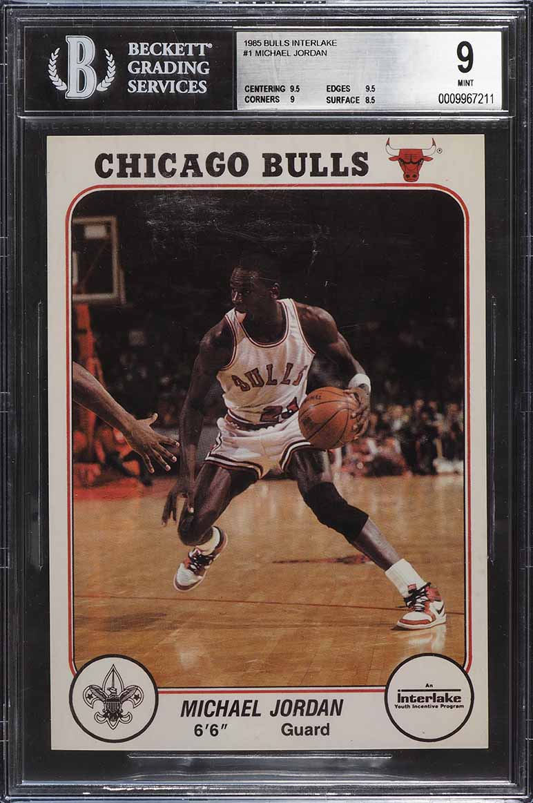 1985 Bulls Interlake Basketball Michael Jordan ROOKIE #1 BGS 9 MINT on ...
