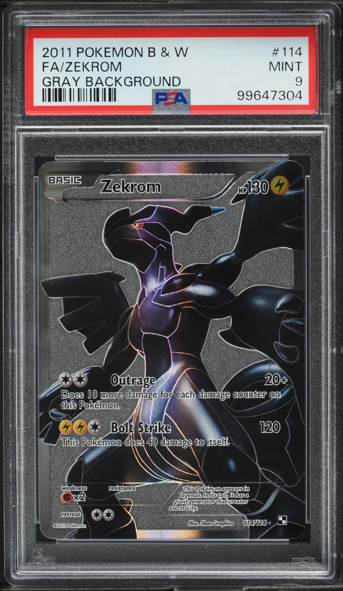 2011 Pokemon Black & White Gray Background Full Art Zekrom #114 PSA 9 ...