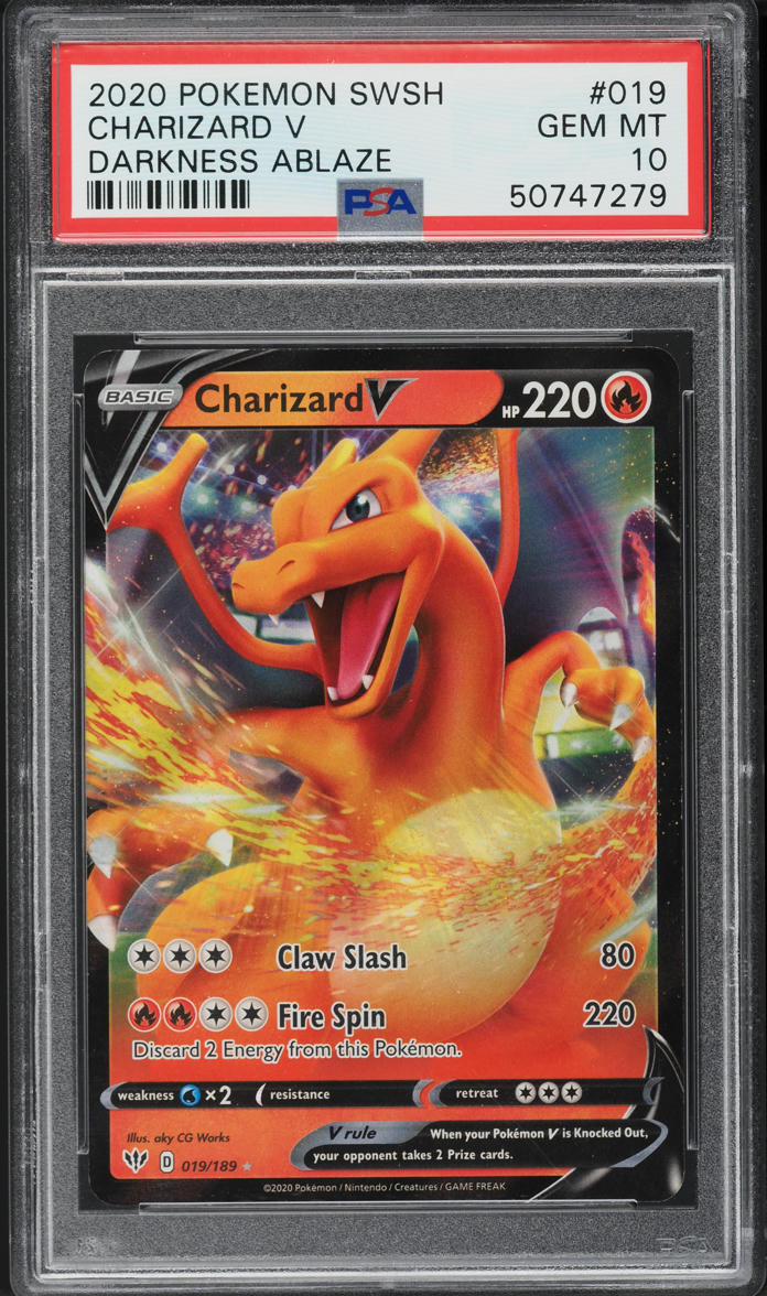 2020 Pokemon Sword & Shield Darkness Ablaze Charizard V #19 PSA 10 GEM MINT on Fanatics Collect