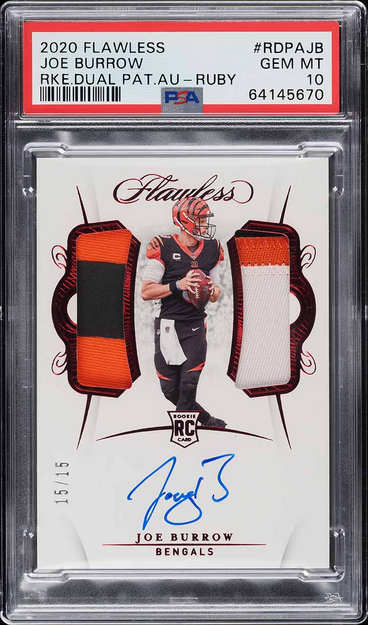 2020 Panini Flawless Dual Ruby Joe Burrow ROOKIE PATCH AUTO /15 #RDPAJB ...