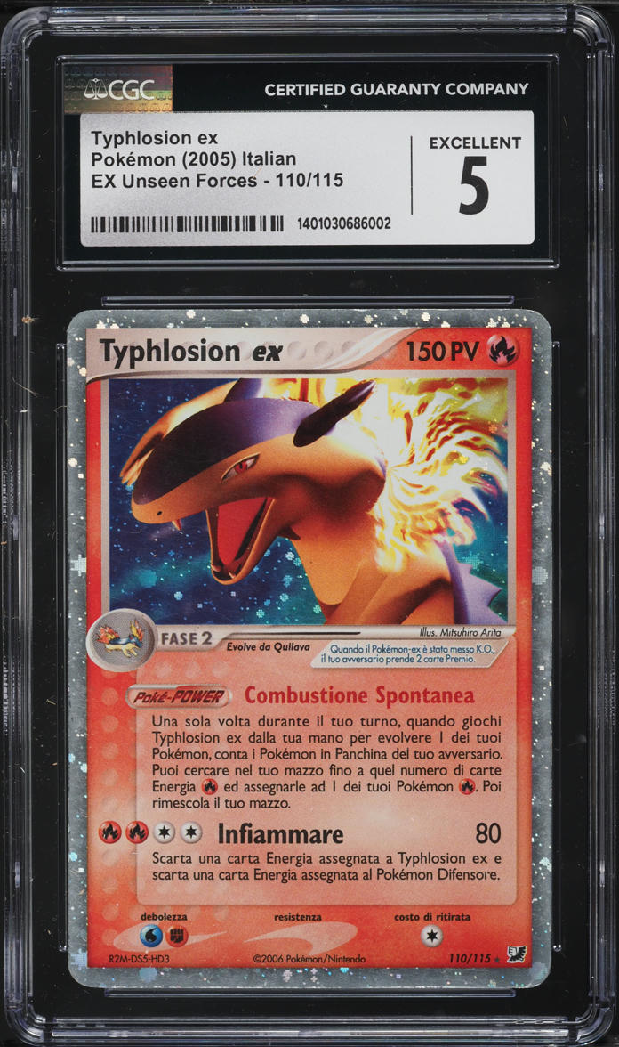 2005 Pokemon Italian EX Unseen Forces Holo Typhlosion ex #110 CGC 5 EX ...