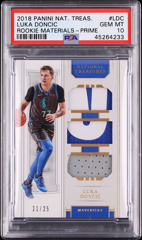 2018 National Treasures Prime Luka Doncic ROOKIE PATCH /25 #RT-LDC PSA 10 GEM on Fanatics Collect