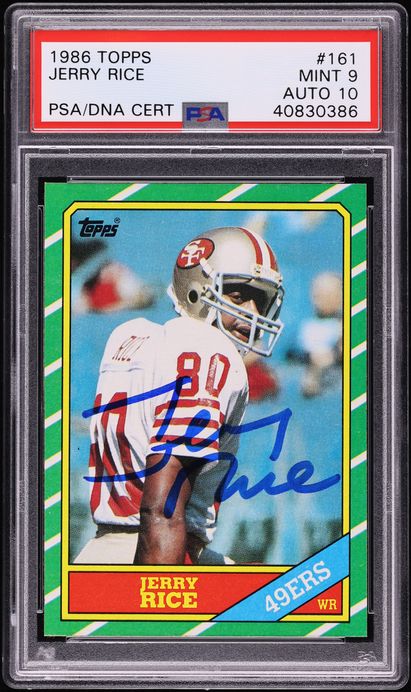 1986 Topps Football Jerry Rice ROOKIE AUTO DNA 10 #161 PSA 9 MINT on ...