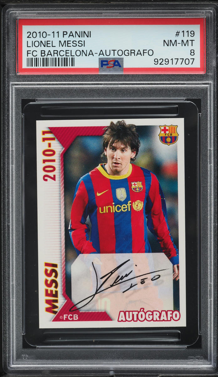 2010 Panini FC Barcelona Autografo Lionel Messi #119 PSA 8 NM-MT on ...