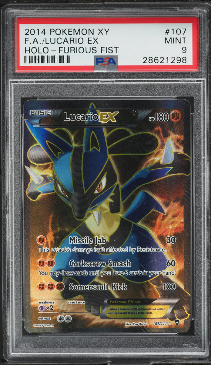2014 Pokemon XY Furious Fists Full Art Lucario EX #107 PSA 9 MINT on ...