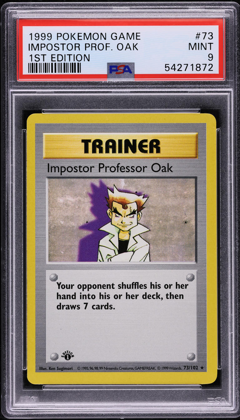 1999 Pokemon Base Set Shadowless 1st Edition Impostor Professor Oak #73 ...