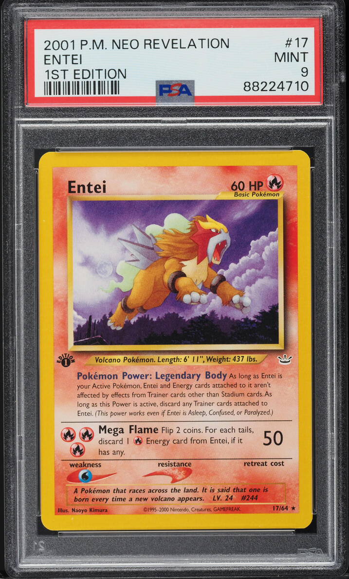 2001 Pokemon Neo Revelation 1st Edition Entei #17 PSA 9 MINT on Fanatics Collect