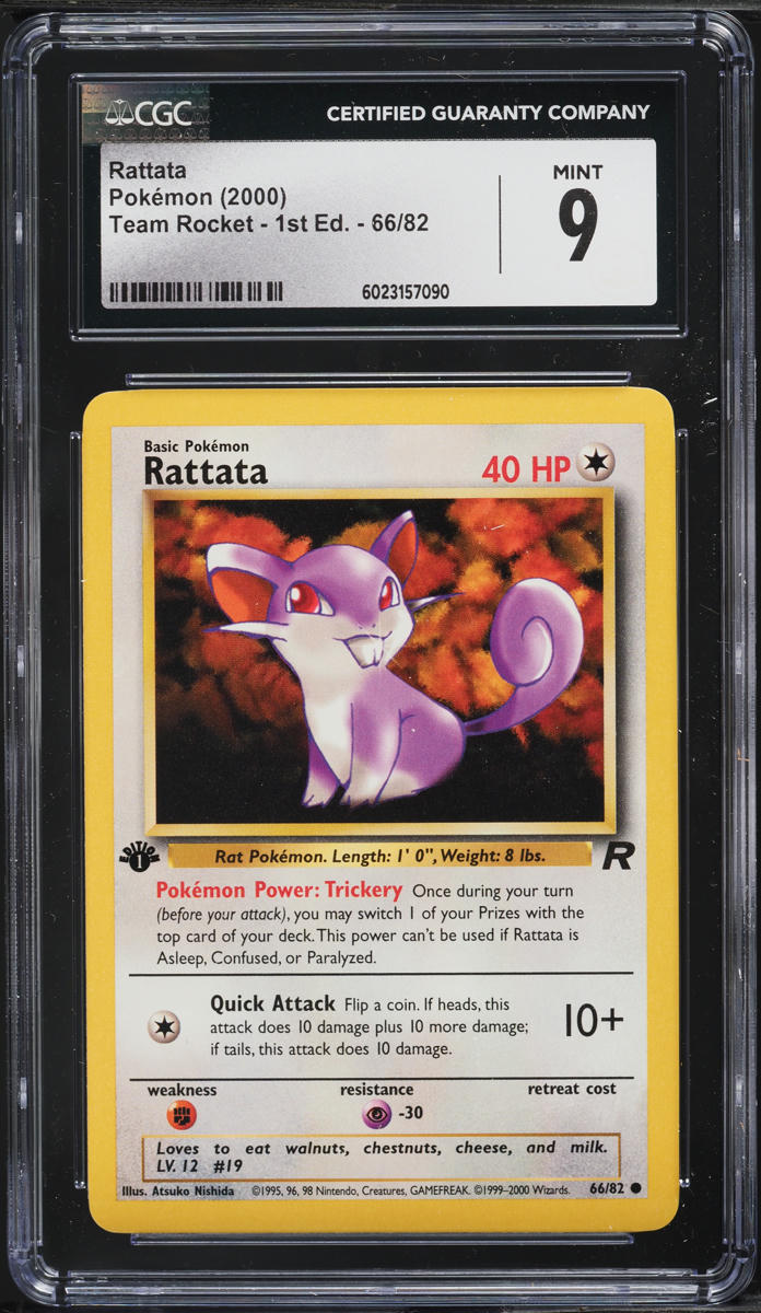 2000 Pokemon Team Rocket 1st Edition Rattata #66 CGC 9 MINT on Fanatics ...