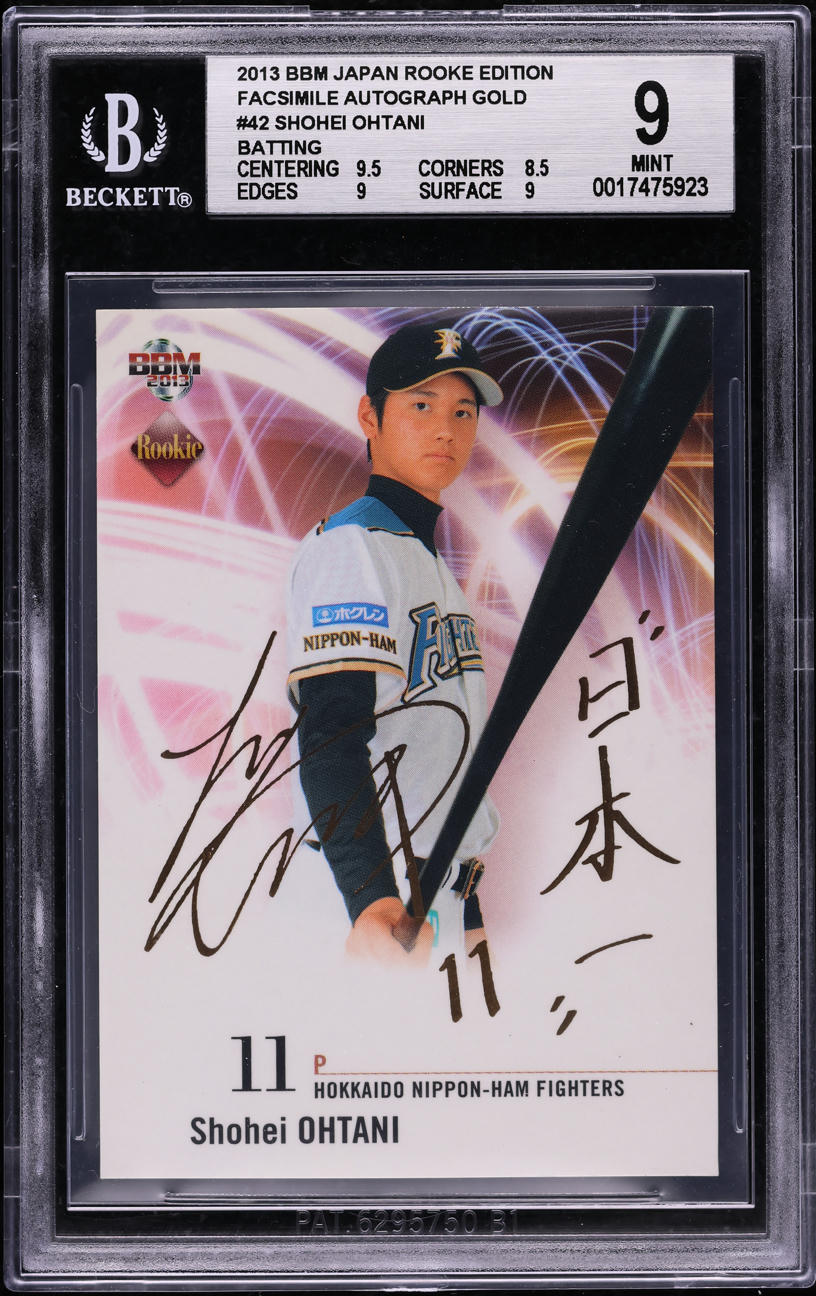 2013 BBM Japan Facsimile Gold Shohei Ohtani ROOKIE /50 #42 BGS 9 MINT on Fanatics Collect