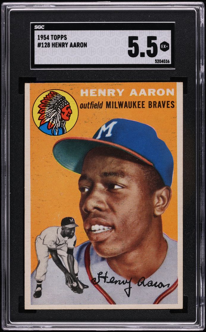 1954 Topps Hank Aaron ROOKIE #128 SGC 5.5 EX+ on Fanatics Collect