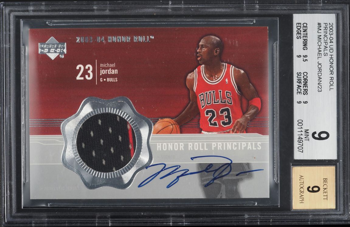 2003 Upper Deck Honor Roll Principals Michael Jordan PATCH AUTO BGS 9 ...