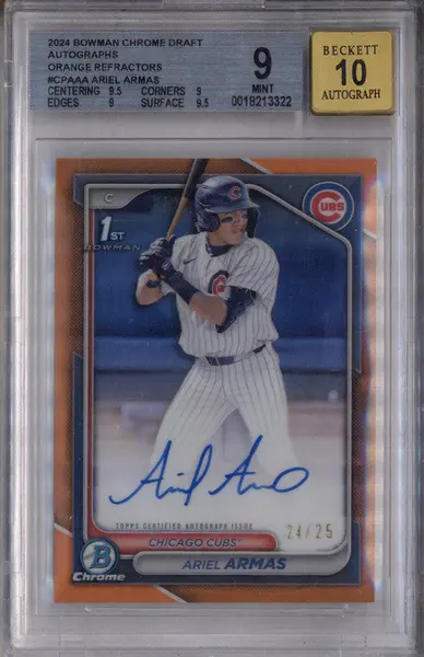 2024 Bowman Chrome Draft Auto Orange Refractors #CPAAA Ariel Armas RC ...