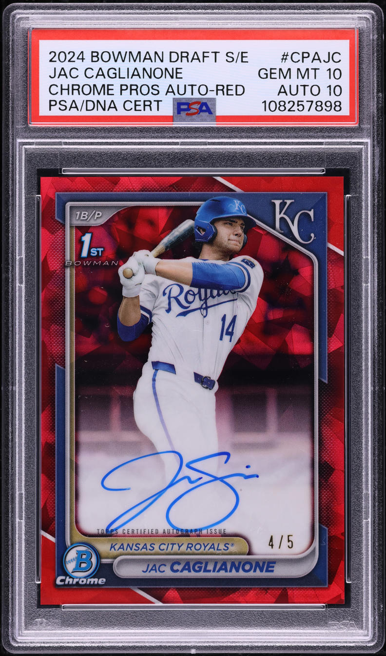 2024 Bowman Chrome Sapphire Red Jac Caglianone PROSPECT AUTO DNA 10 /5 ...