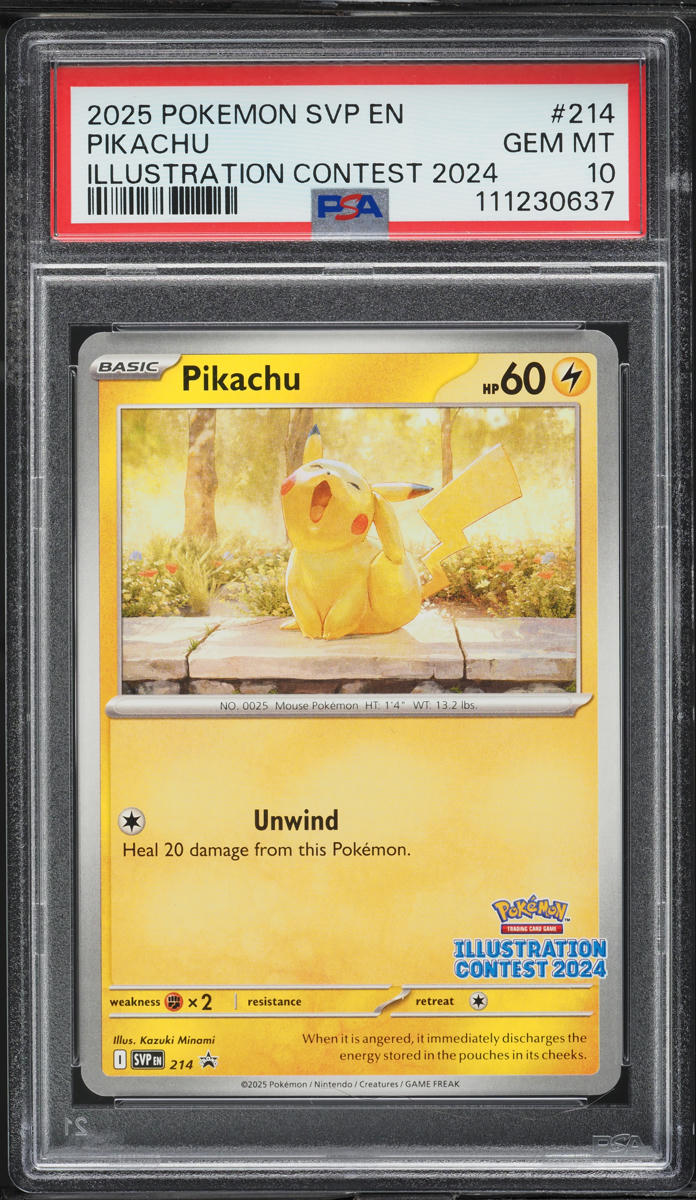 2025 Pokemon SV Black Star Promo Illustration Contest Pikachu #214 PSA ...