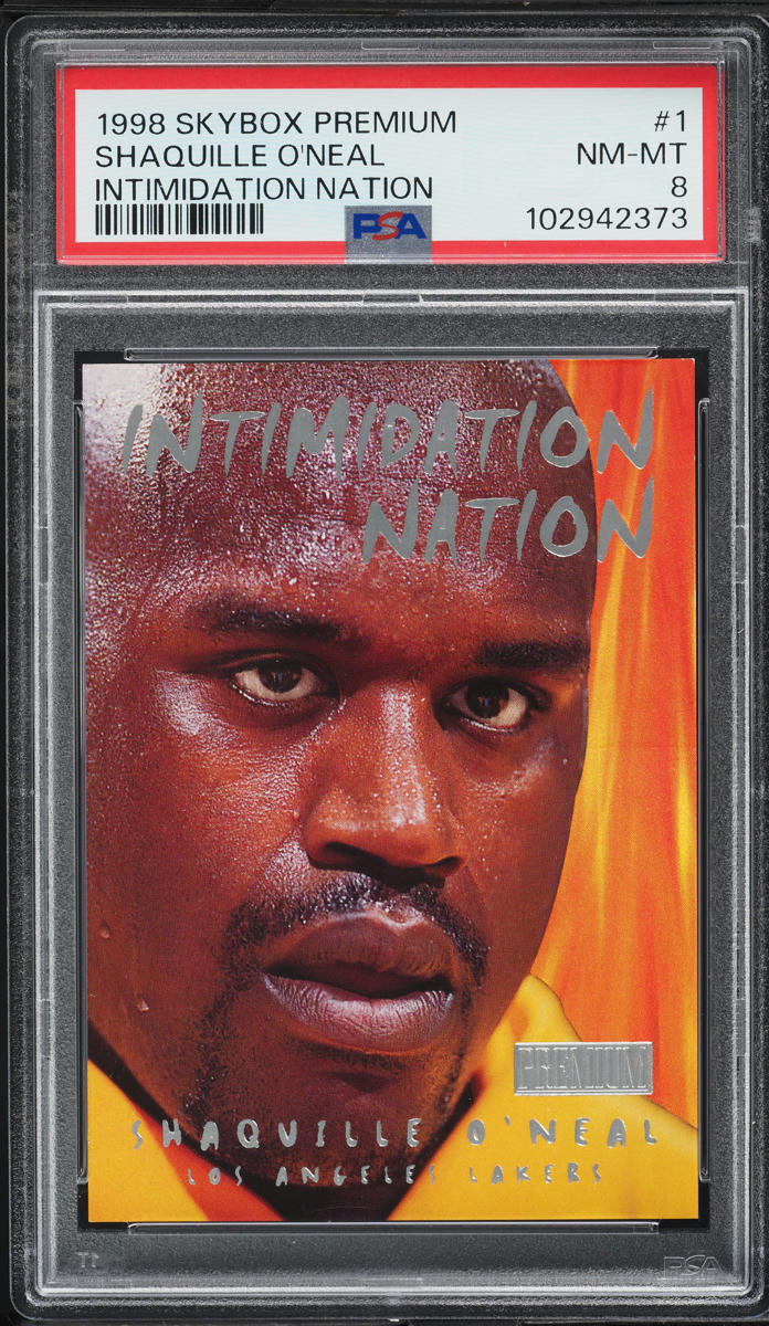 1998 Skybox Premium Intimidation Nation Shaquille O'Neal #1 PSA 8 NM-MT on Fanatics Collect