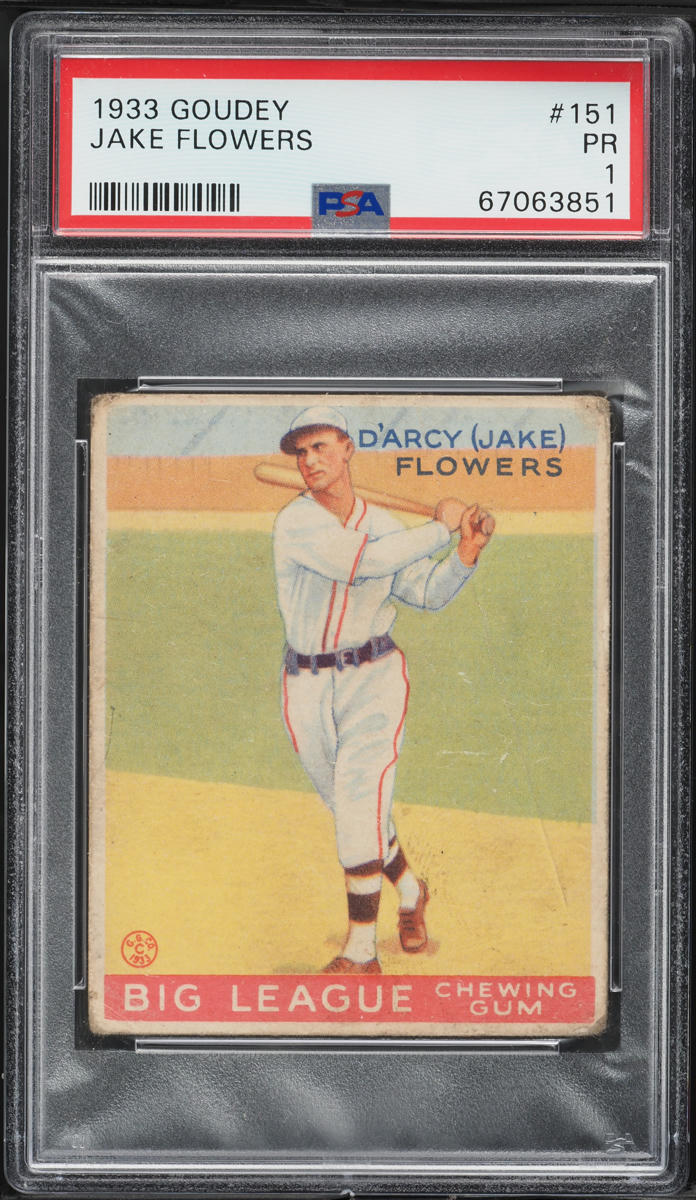 1933 Goudey Jake Flowers #151 PSA 1 PR on Fanatics Collect