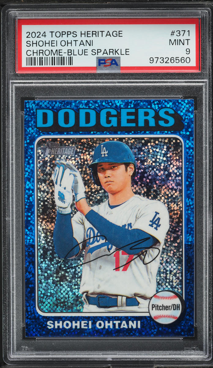 2024 Topps Heritage Chrome Blue Sparkle Shohei Ohtani #371 PSA 9 MINT on Fanatics Collect