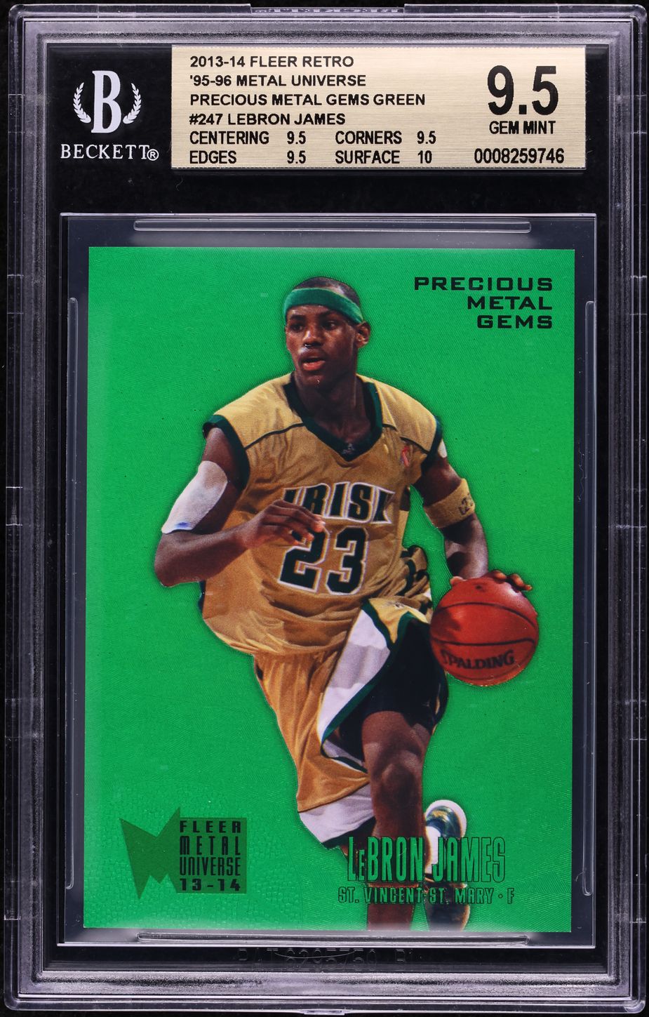 2013 Fleer Retro Precious Metal Gems PMG Green LeBron James /10 #247 ...