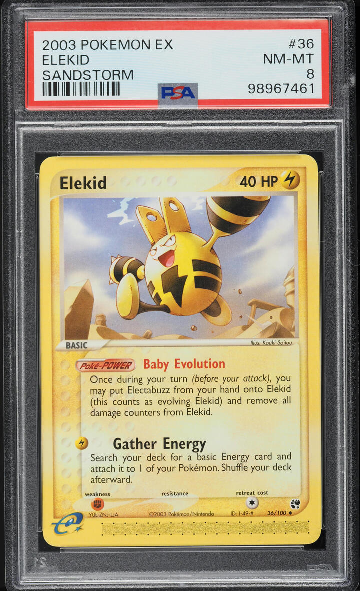 2003 Pokemon EX Sandstorm Elekid #36 PSA 8 NM-MT on Fanatics Collect