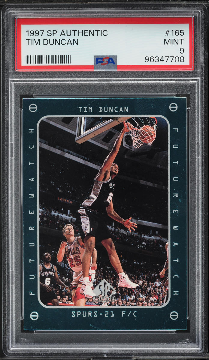 1997 SP Authentic Tim Duncan ROOKIE #165 PSA 9 MINT on Fanatics Collect