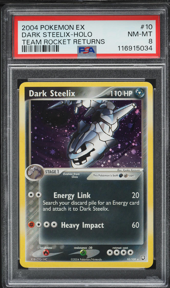 2004 Pokemon EX Team Rocket Returns Holo Dark Steelix #10 PSA 8 NM-MT ...