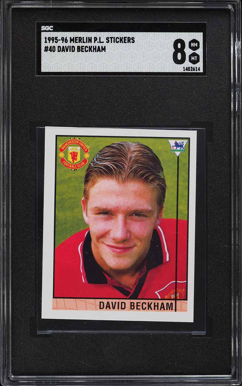 1995 Merlin Premier League Stickers David Beckham ROOKIE #40 SGC 8 NM ...