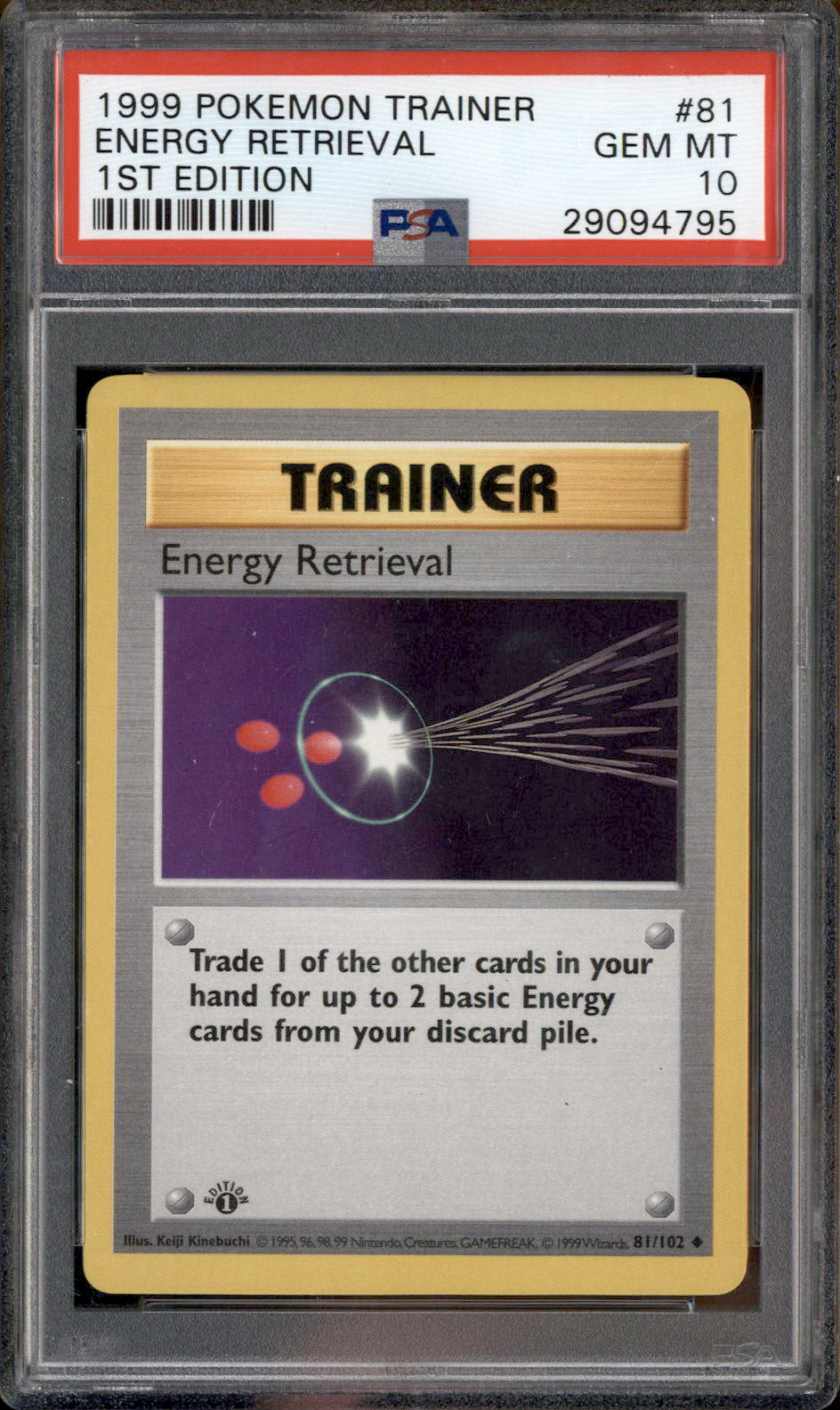 1999 Pokemon Trainer #81 Energy Retrieval 1st Edition PSA 10 on ...
