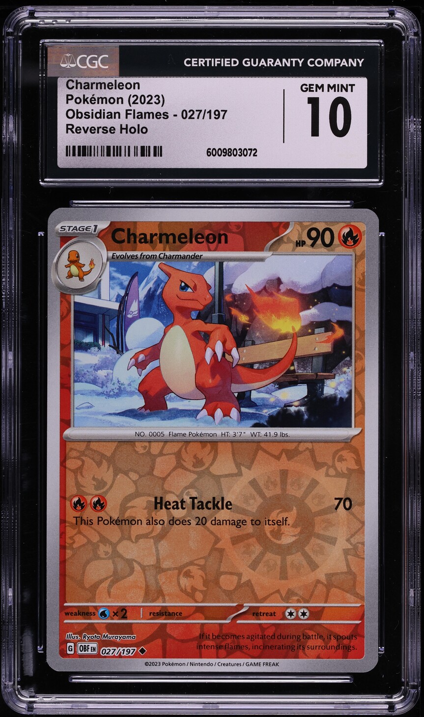 2023 Pokemon SV Obsidian Flames Reverse Holo Charmeleon #027 CGC 10 GEM ...