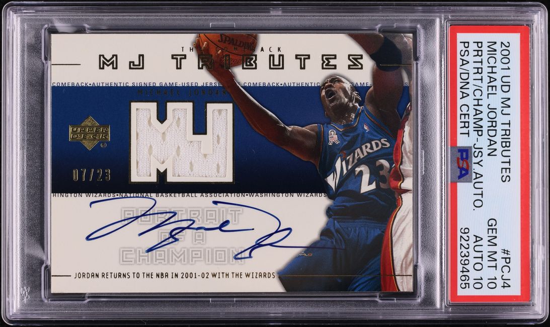 2001 UD Tributes Portrait Of A Champ Michael Jordan PATCH AUTO DNA 10 / ...