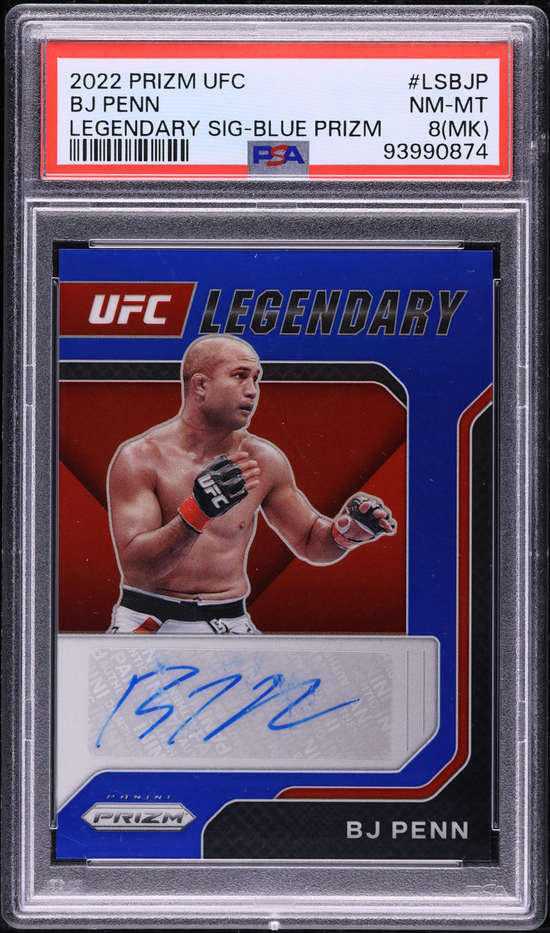 2022 Panini Prizm UFC Legendary Blue Prizm BJ Penn AUTO /49 PSA 8(mk ...