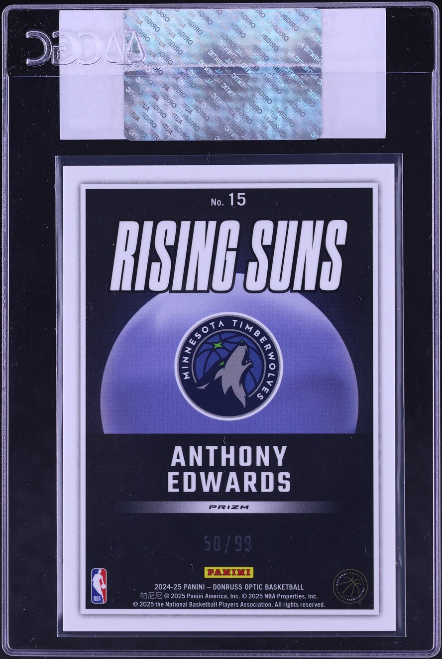 2024 Donruss Optic Rising Suns Red Anthony Edwards /99 #15 CGC AUTH on ...