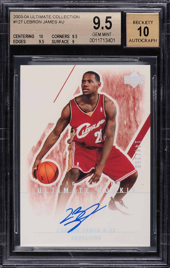 2003 Ultimate Collection LeBron James ROOKIE AUTO /250 #127 BGS 9.5 GEM ...