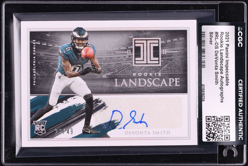 2021 Panini Impeccable Landscape Silver DeVonta Smith ROOKIE AUTO /49 # ...