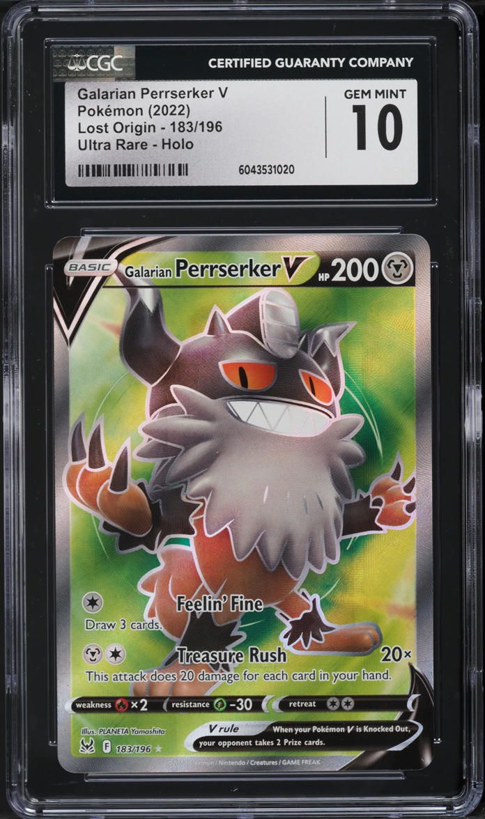 2022 Pokemon SWSH Lost Origin UR Galarian Perrserker V #183 CGC 10 GEM ...