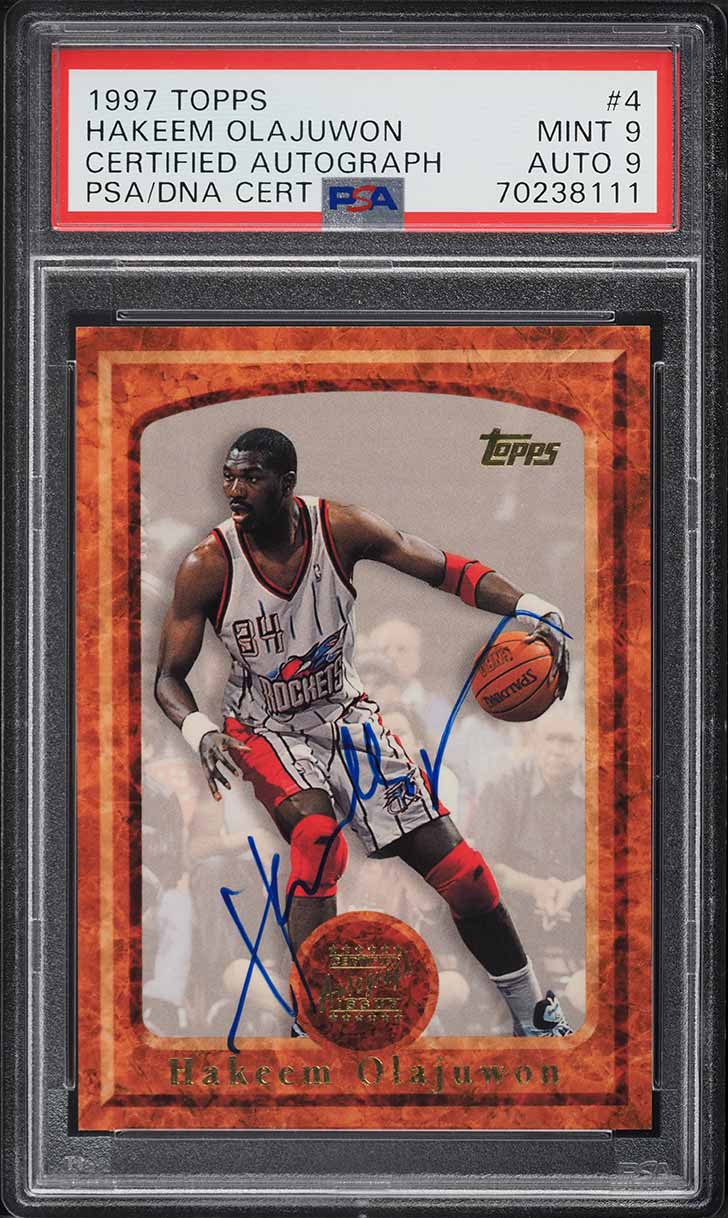 1997 Topps Certified Hakeem Olajuwon AUTO DNA 9 #4 PSA 9 MINT on ...