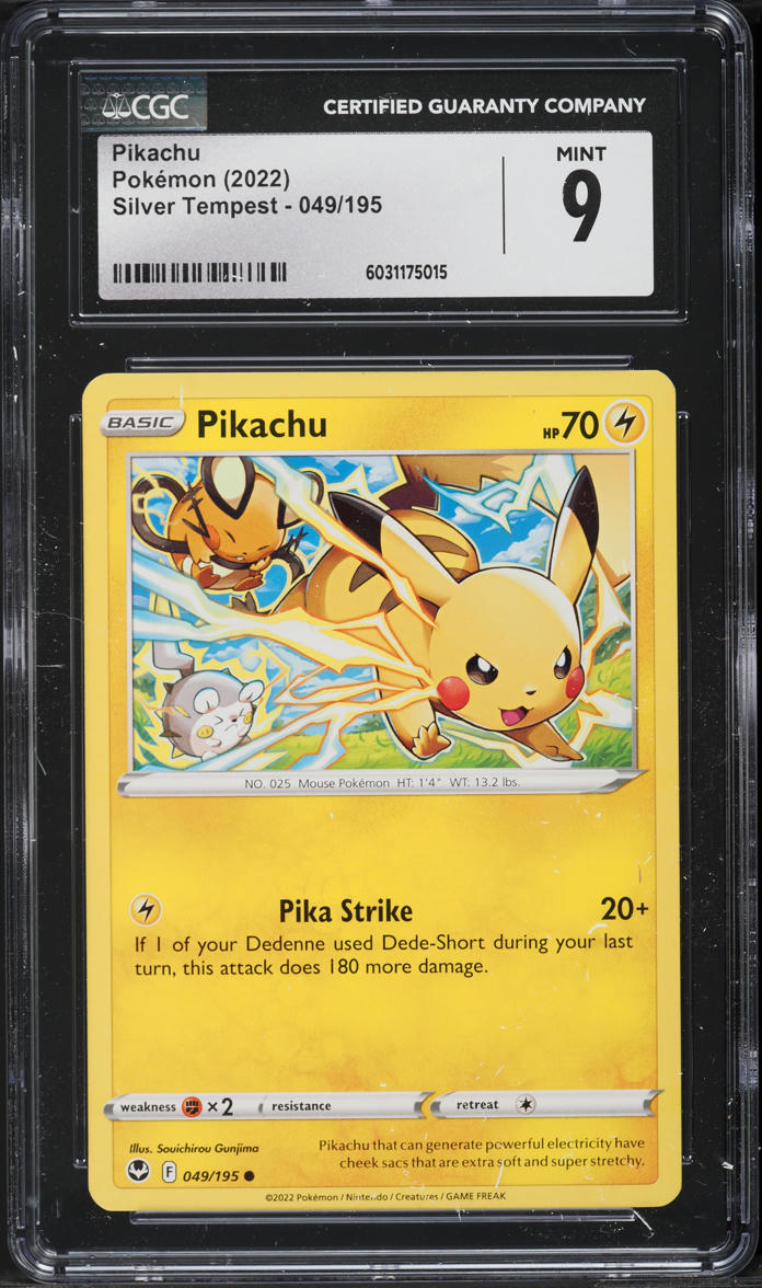 2022 Pokemon Sword & Shield Silver Tempest Pikachu #49 CGC 9 MINT on ...