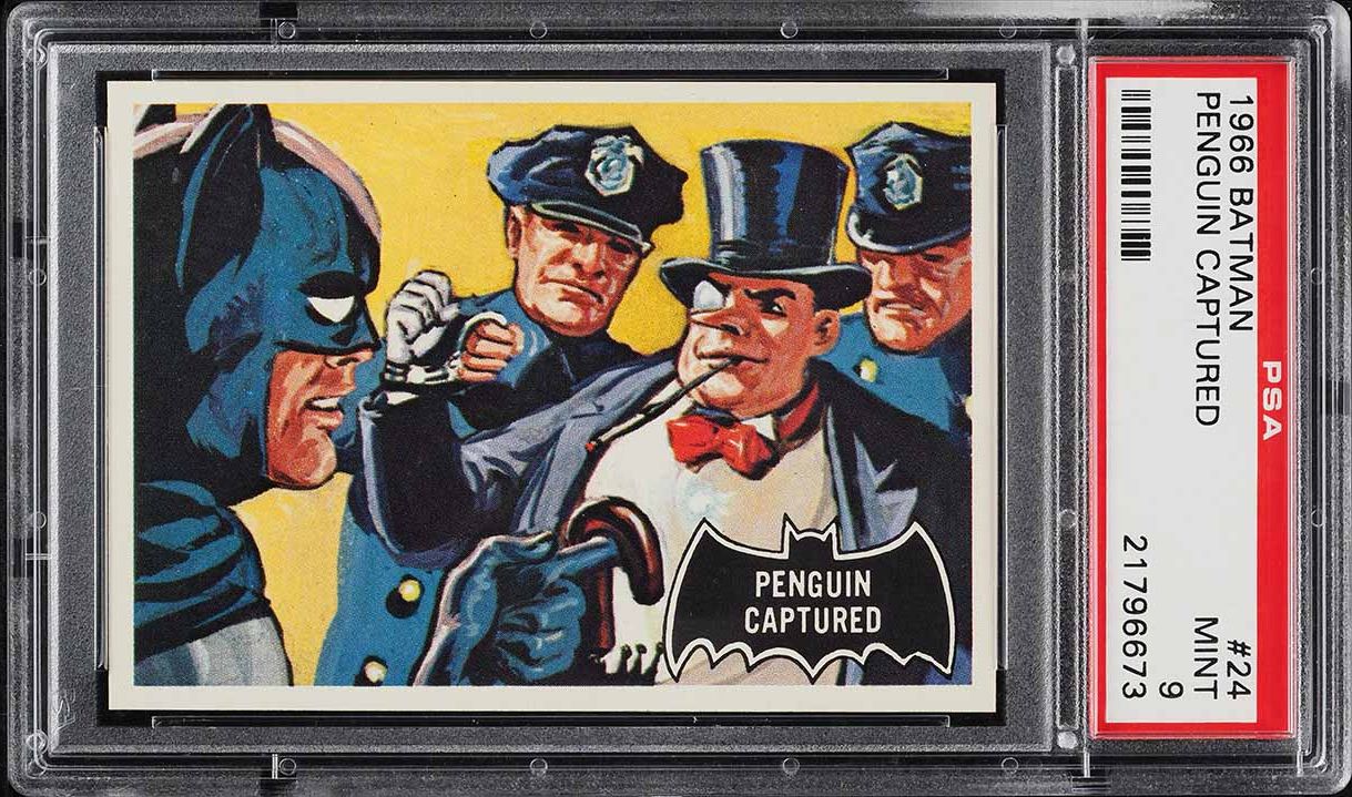 1966 Topps Batman Black Bat Penguin Captured #24 PSA 9 MINT on Fanatics ...