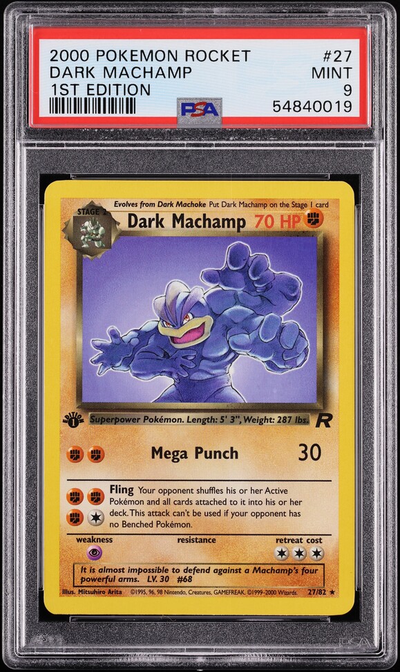 2000 Pokemon Team Rocket 1st Edition Dark Machamp #27 PSA 9 MINT on ...