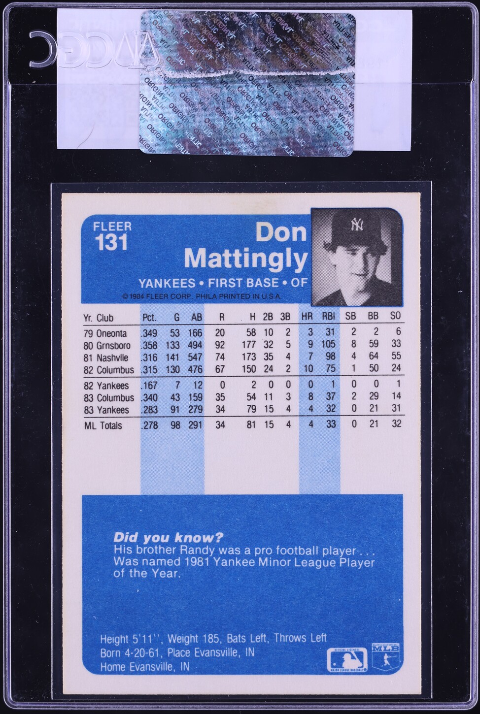 1984 Fleer Don Mattingly ROOKIE #131 CGC AUTH on Fanatics Collect