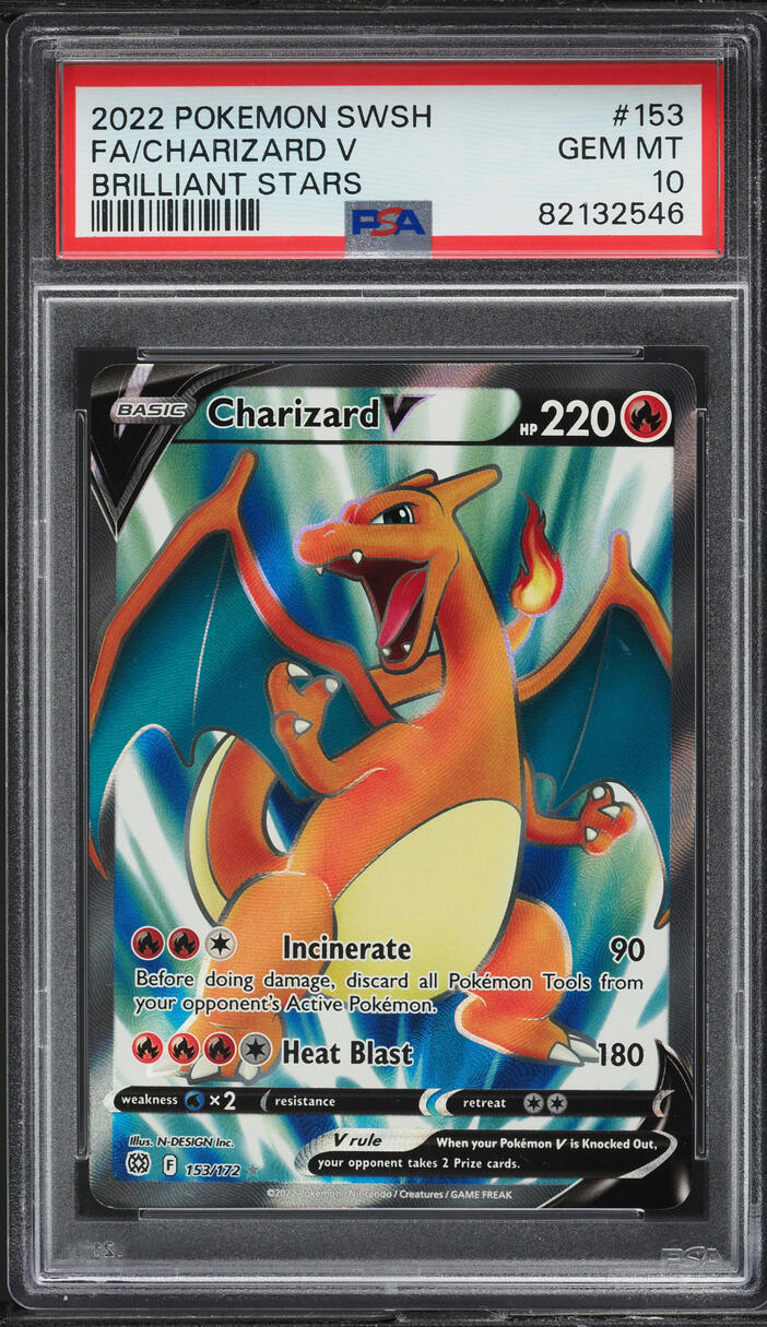 2022 Pokemon Sword & Shield Brilliant Stars Full Art Charizard V #153 ...