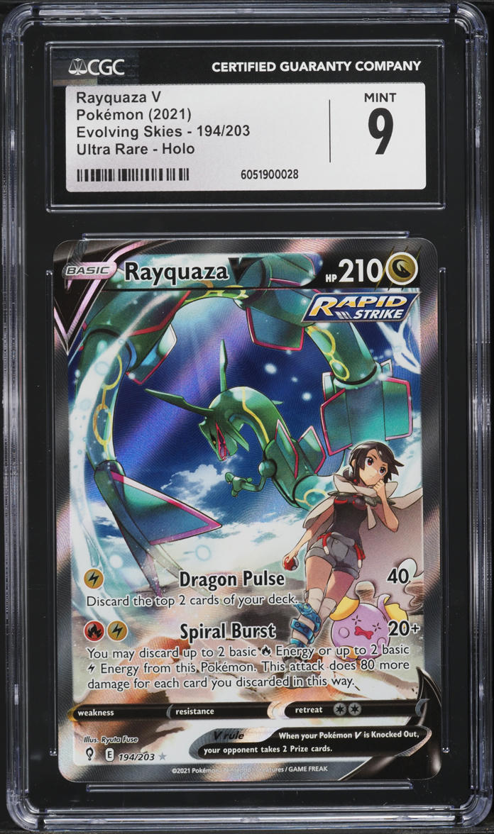 2021 Pokemon Sword & Shield Evolving Skies Full Art Rayquaza V #194 CGC 9 MINT on Fanatics Collect