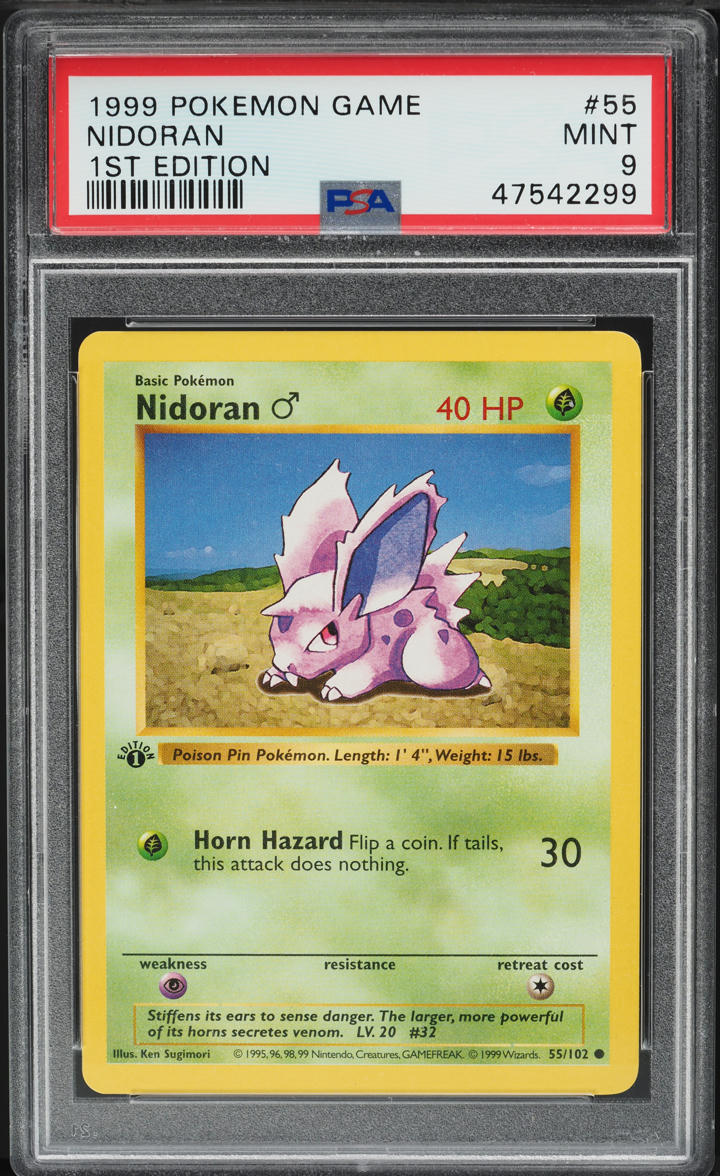 1999 Pokemon Base Set Shadowless 1st Edition Nidoran #55 PSA 9 MINT on Fanatics Collect