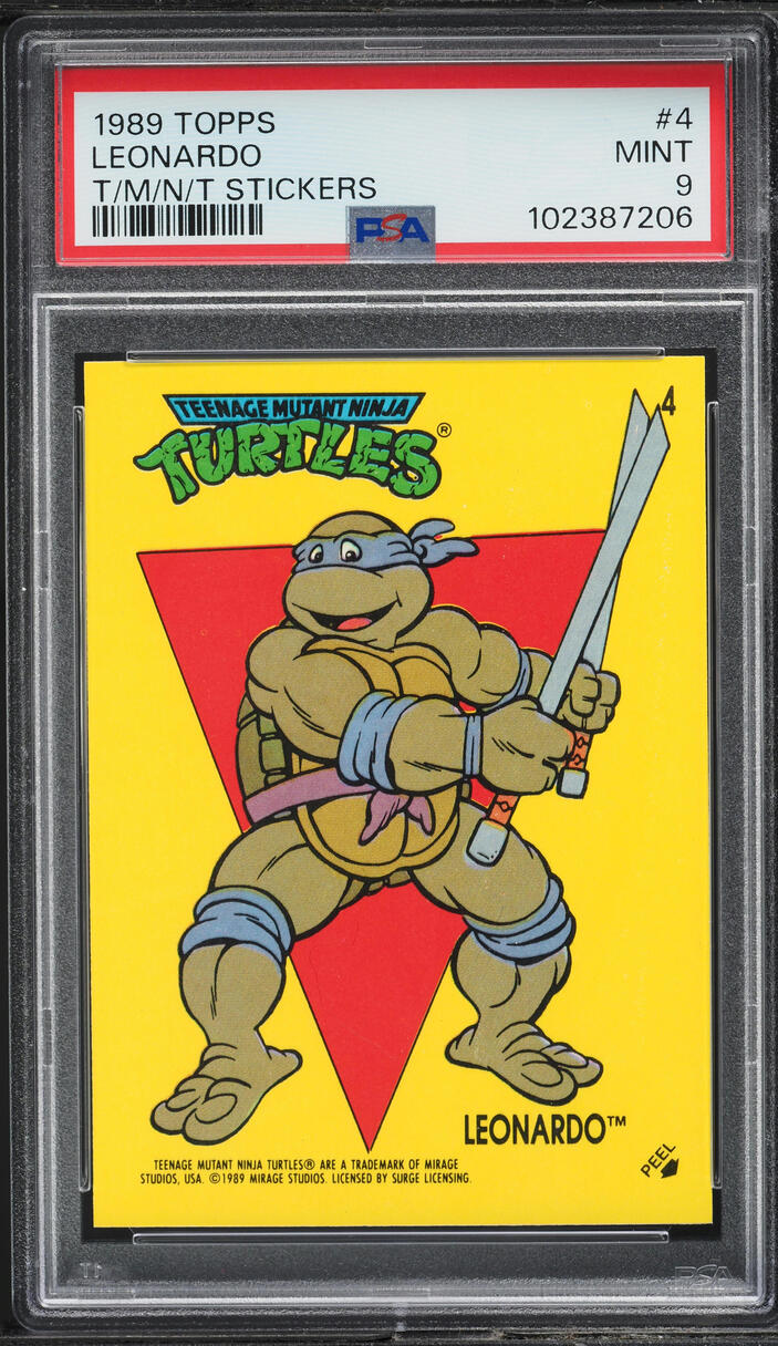 1989 Topps Teenage Mutant Ninja Turtles Stickers Leonardo #4 PSA 9 MINT ...