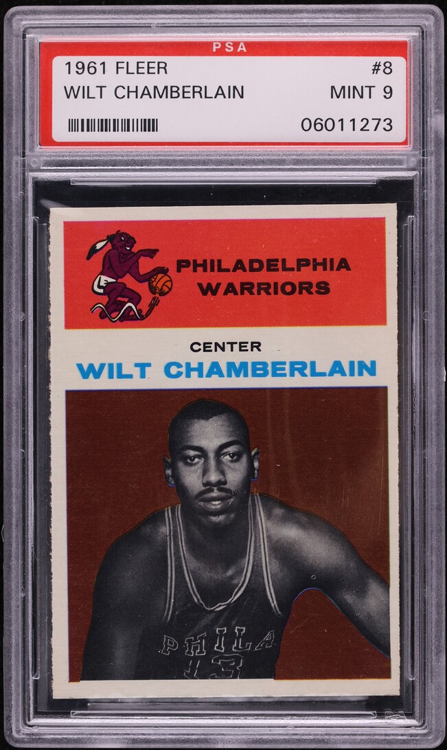 1961 Fleer Basketball Wilt Chamberlain ROOKIE #8 PSA 9 MINT on Fanatics ...