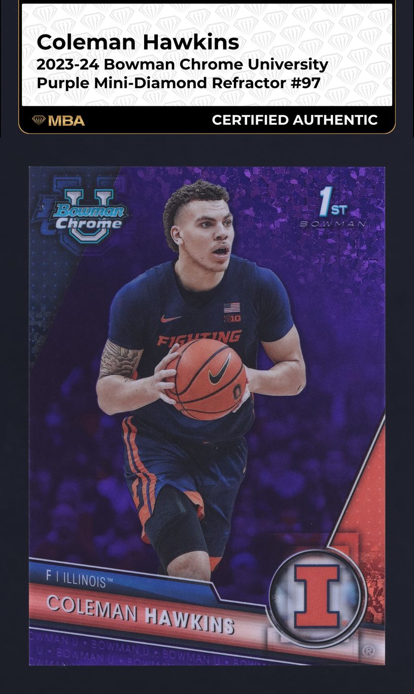 2023 Bowman Chrome U Purple Mini-Diamond Coleman Hawkins RC /399 #97 ...