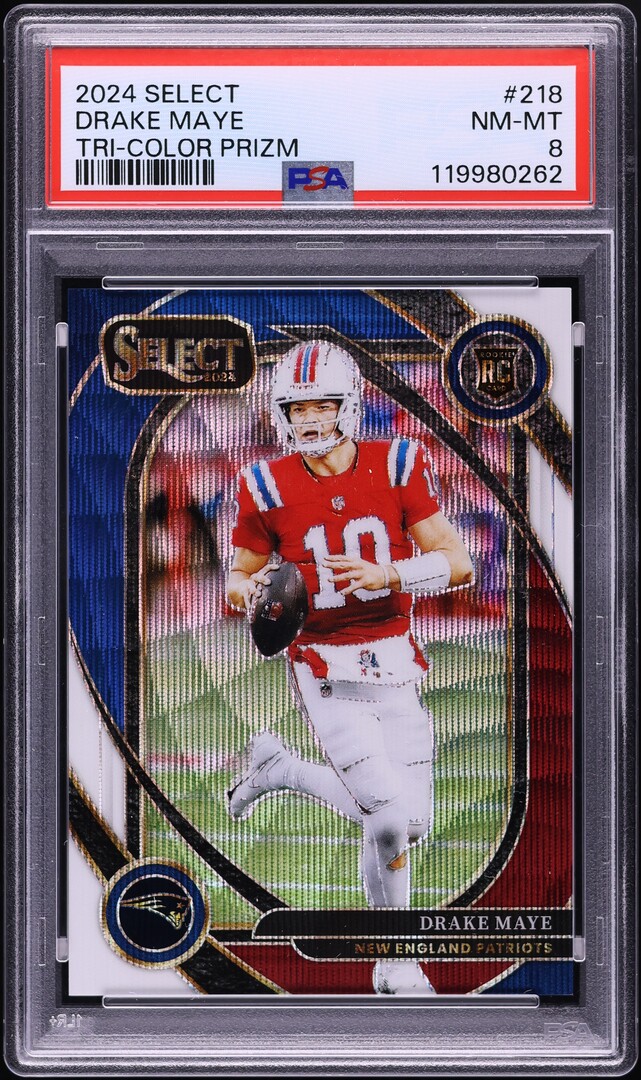 2024 Select Club Level Tri-Color Prizm Drake Maye ROOKIE /149 #218 PSA ...
