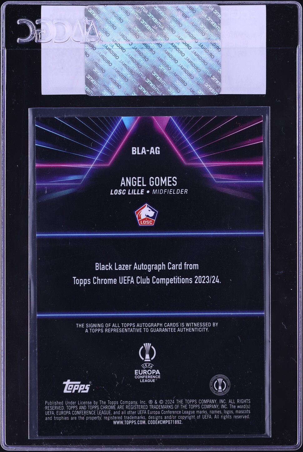 2023 Topps Chrome UEFA Club Competitions Black Lazer Angel Gomes AUTO # ...