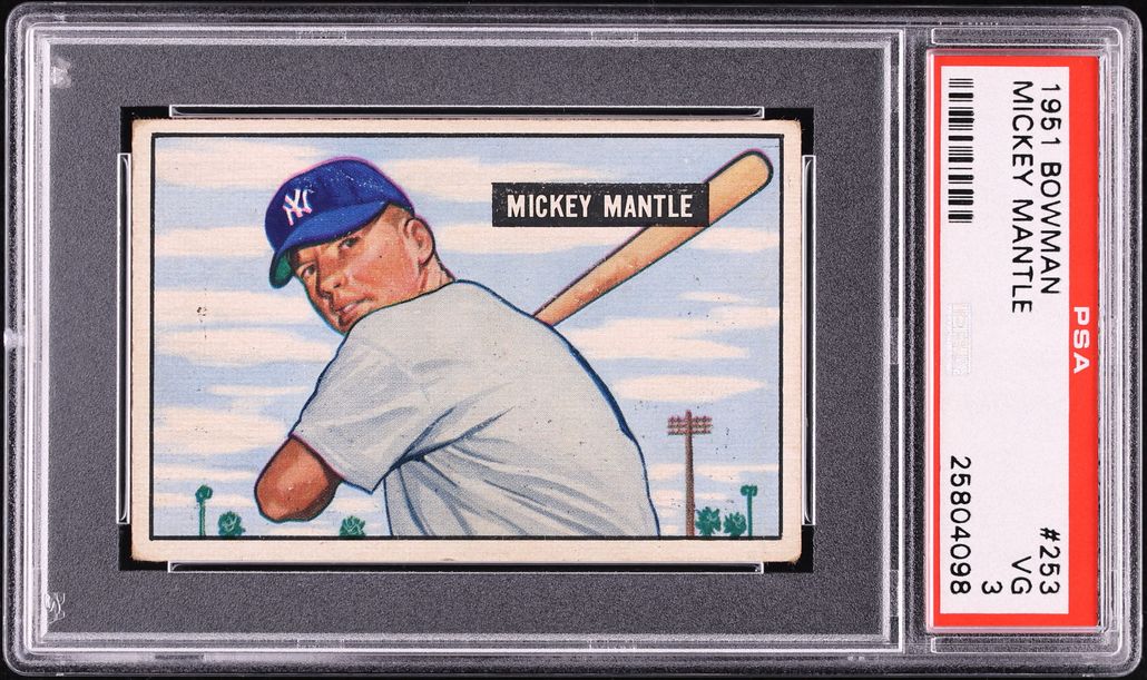1951 Bowman Mickey Mantle ROOKIE #253 PSA 3 VG on Fanatics Collect