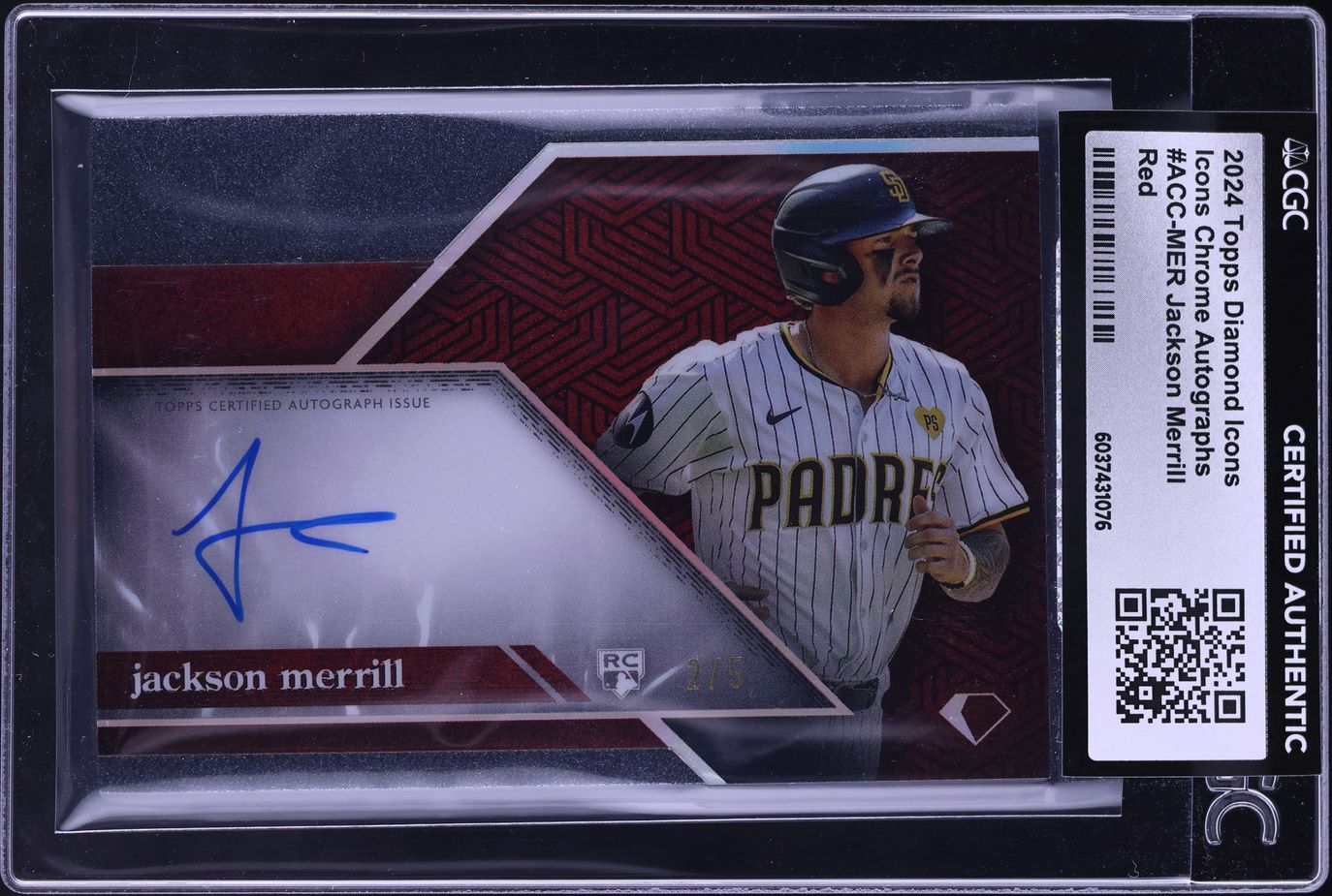 2024 Topps Diamond Icons Chrome Red Jackson Merrill ROOKIE AUTO /5 CGC ...